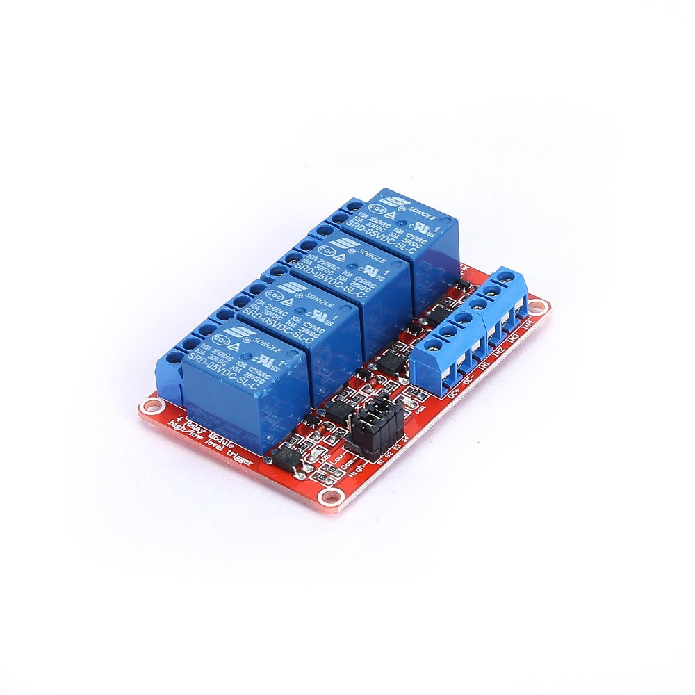 5V 4 Channel Optocoupler Relay Board with High/Low Trigger Power Indic