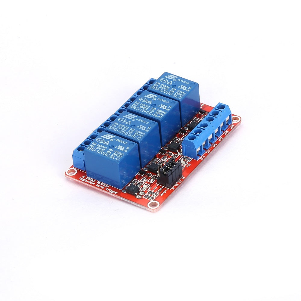 12V 4 Channel Optocoupler Relay Board with High/Low Trigger Power Indi
